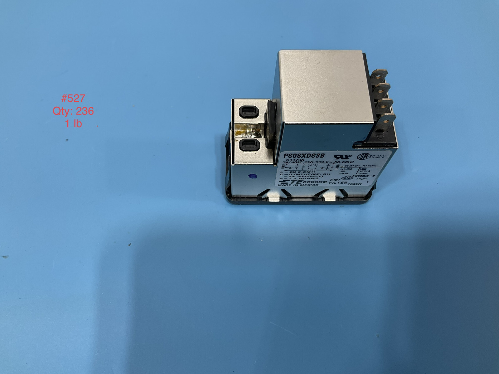 TE Corcom psosxds3b 115v /250V Power Entry MoD. Switch w/ EMI Filter ...