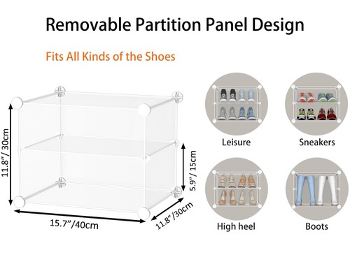 HOMIDEC Clear Shoe Organizer, 3 by 8 Tier Shoe Rack Shoe Storage ...