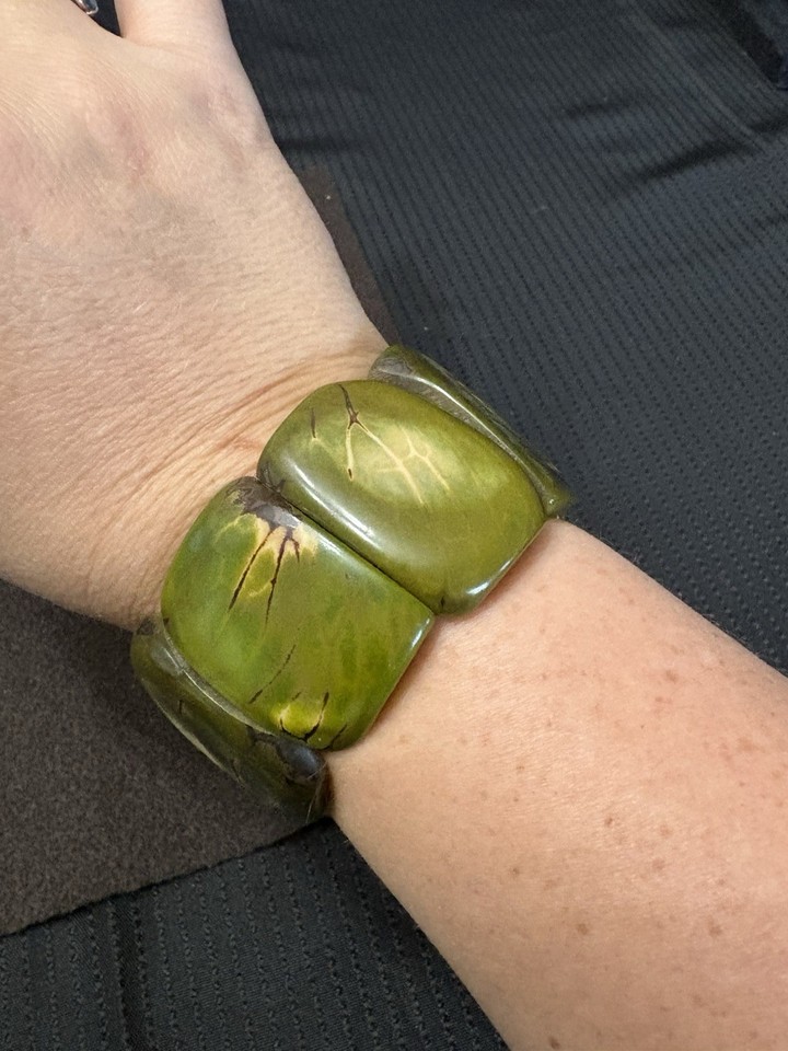 Chunky Tagua Nut Stretch Panel Bracelet, Vegetable Ivory Handcrafted in ...