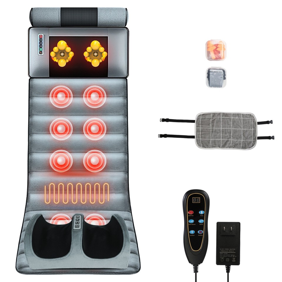Full Body Electric Massage Mat Shiatsu Heated Back Massager Pad Cushion ...
