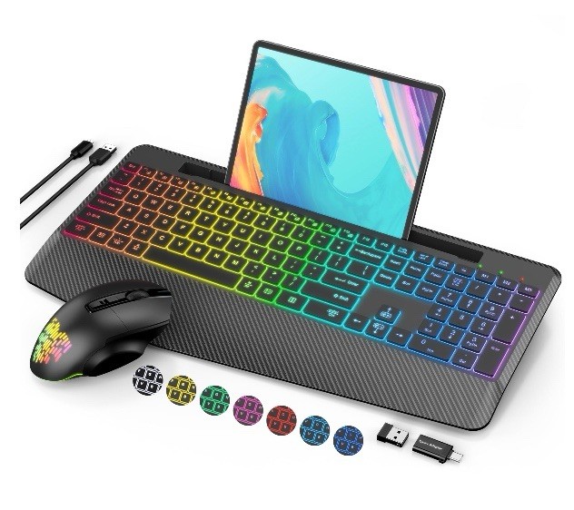 SABLUTE wireless keyboard and mouse combo with 7 colored backlights. | eBay