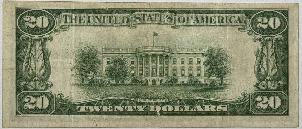 FR.2052-H 1928B St. Louis $20 LGS Light Green Seal Federal Reserve Note ...