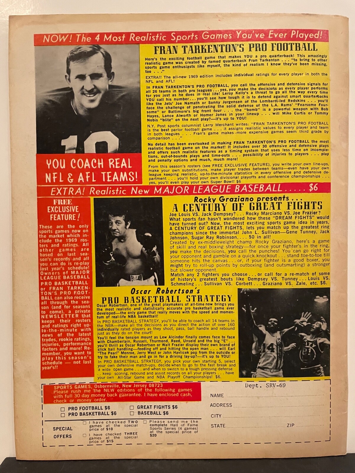 PRO FOOTBALL 1969 GALE SAYERS JOE NAMATH O.J SIMPSON JOHNNY UNITAS ...