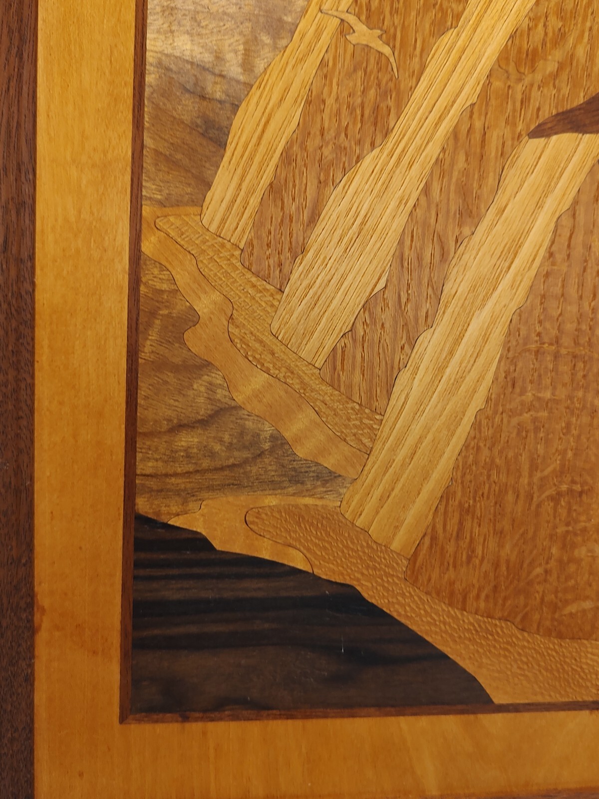 HUDSON RIVER INLAY PICTURE - LIGHTHOUSE OVERLOOK - WOOD MARQUETRY 23 X ...