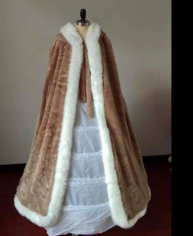 Poncho Women's Coat Hooded Coat Jackets Faux Fur Christmas Warm Wedding ...