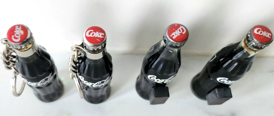 4 Coca Cola Miniature Bottles USA COLUMBUS HEAD OF OHIO KEYCHAIN ...