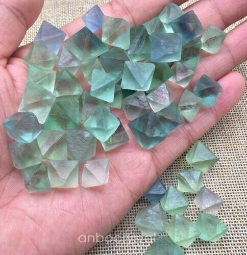 2.2LB Natural Green Fluorite octahedron Quartz Crystal Reiki Healing ...