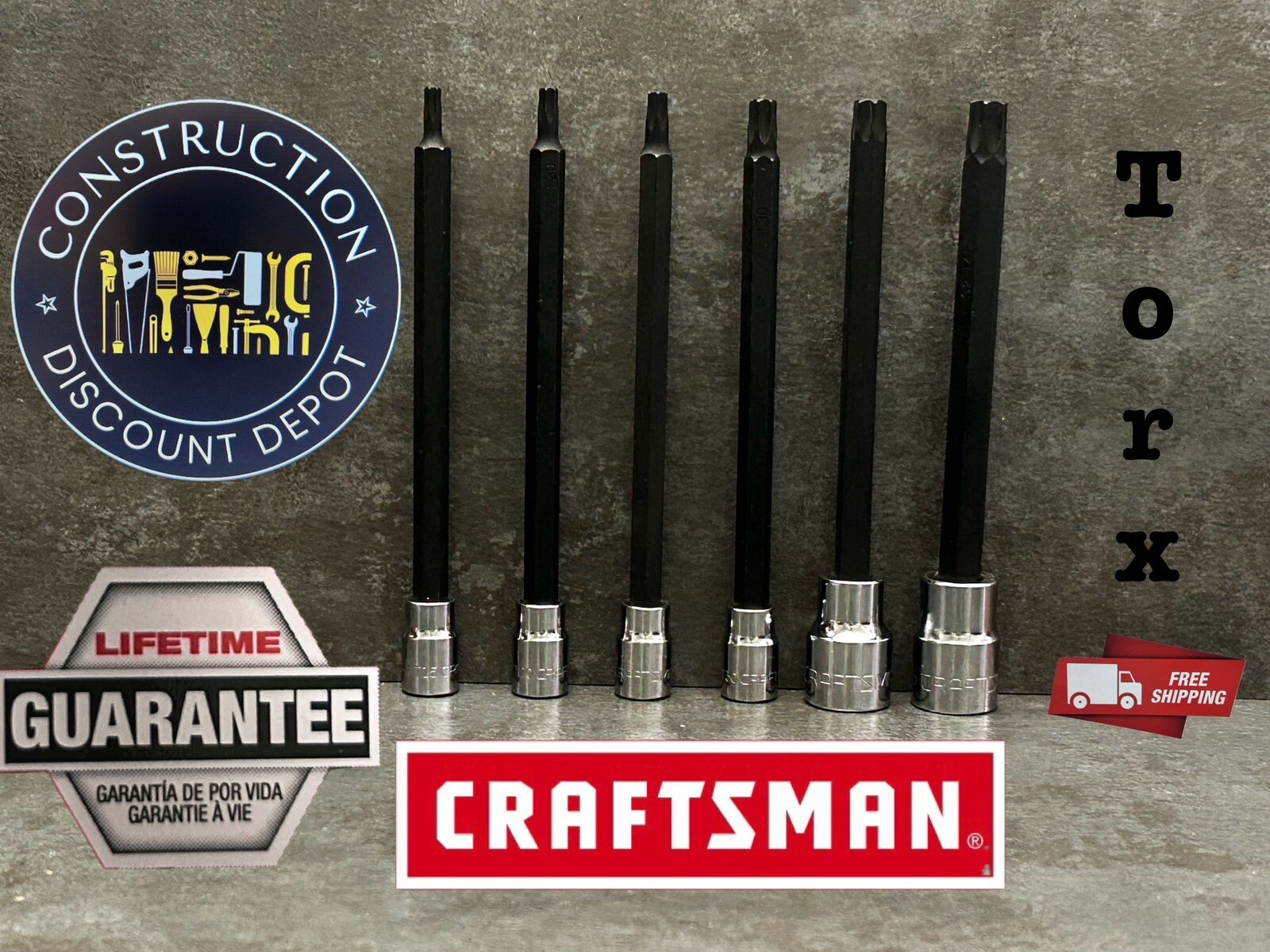 CRAFTSMAN HAND TOOLS 6 pc 1/4 3/8 Long Torx / Star bit ratchet wrench ...