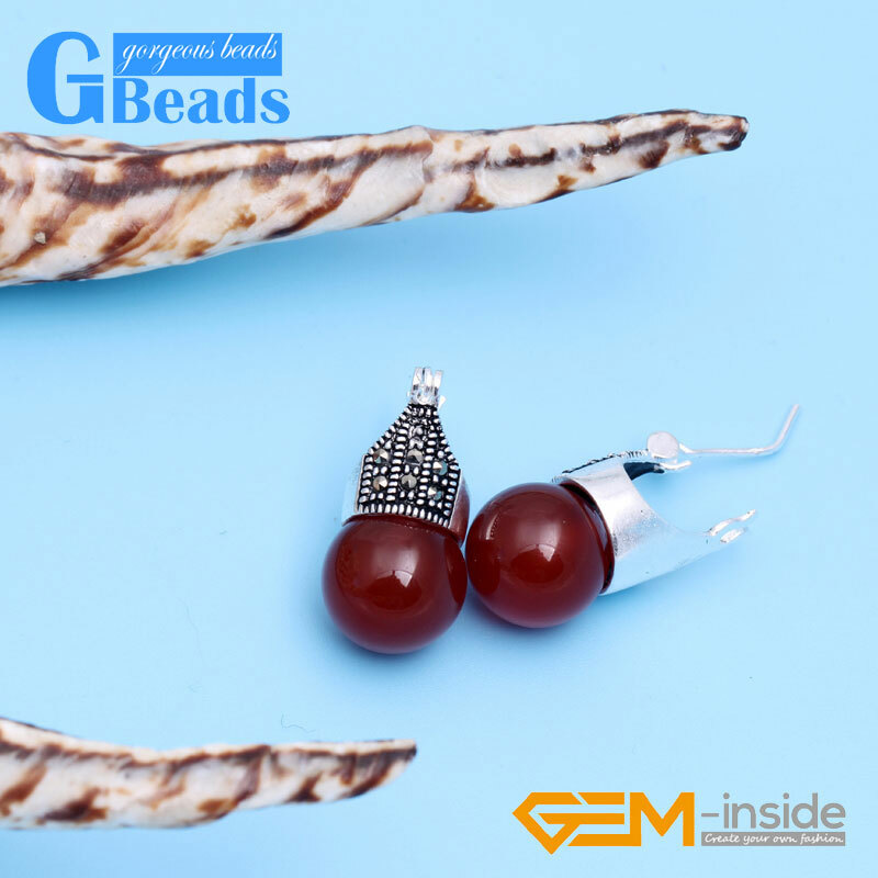 G-Beads Fashion 12mm Round Ball Beads Marcasite Silver Dangle Stud Hoop ...