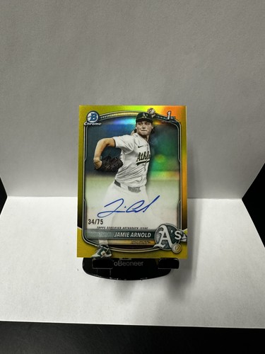 2025 Bowman Draft Jamie Arnold Auto /75 Yellow Refractor Color Match ...
