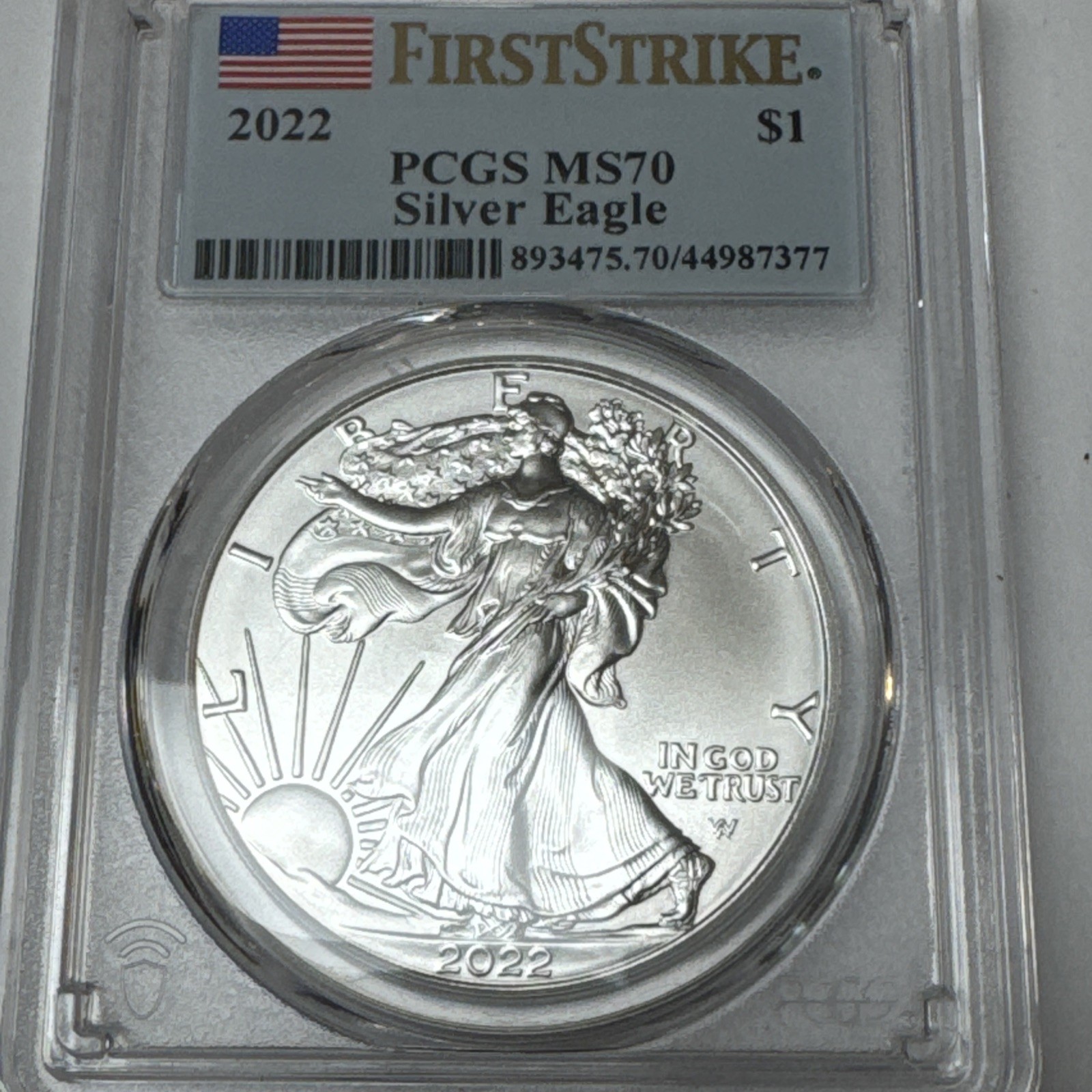 2022 $1 AMERICAN SILVER EAGLE PCGS MS70 FLAG FIRST STRIKE LABEL | eBay