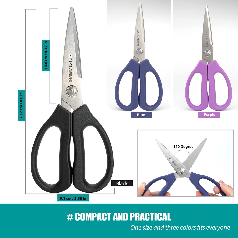 KUNIFU Kitchen Scissors, All Purpose Kitchen Shears, Heavy Duty Come ...