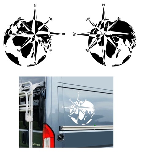 2 Stück Kompass Aufkleber Windrose Auto Caravan Wohnmobil 20cm bis 60cm ...