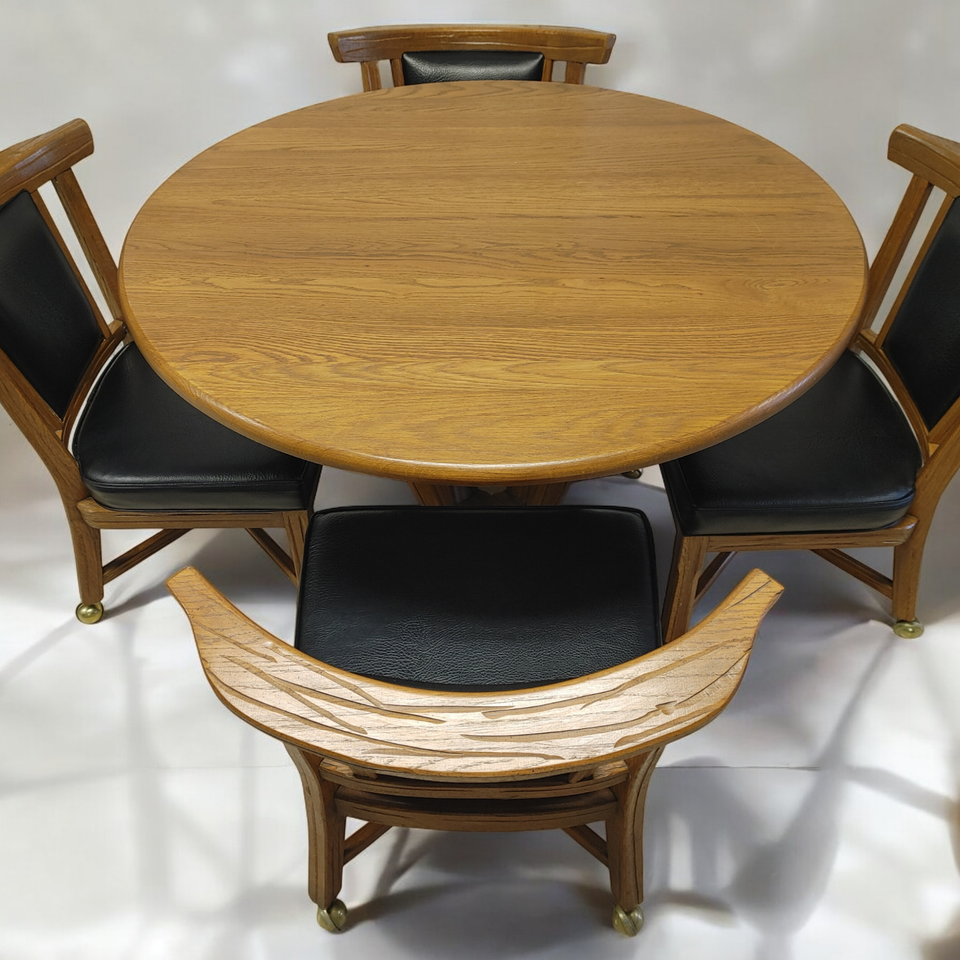EXC ~ Vintage Mid Century A Brandt RANCH OAK ROUND DINING TABLE SET w ...