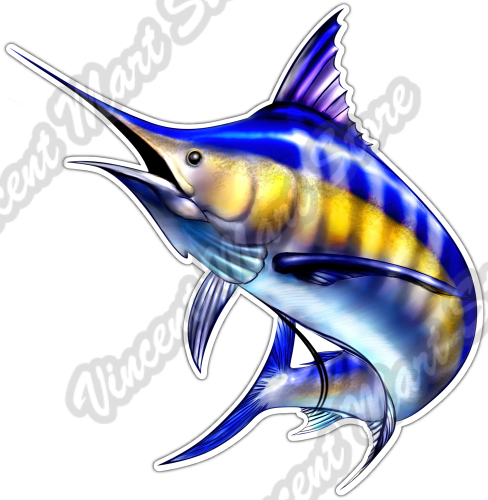 Marlin Jump Fish Fishing Fisherman Ocean Car Bumper Vinyl Sticker Decal ...