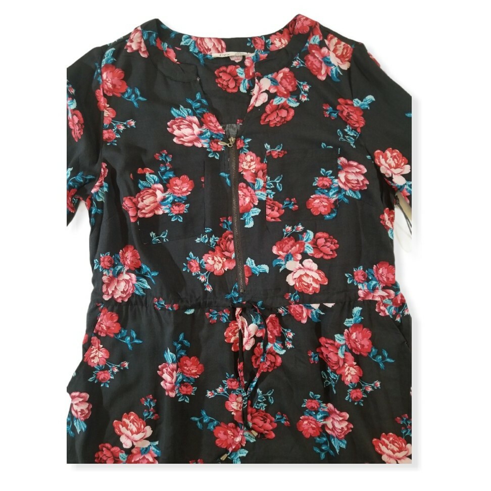 Dex Plus Women Dress Black Color Floral Size X With Adjustable ...