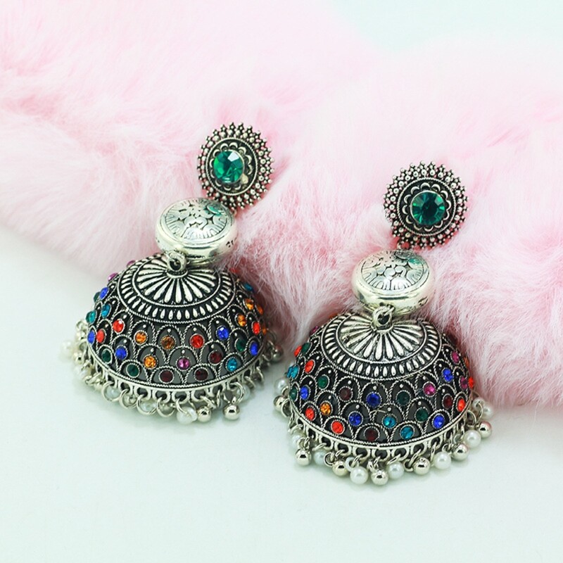 Indian Ethnic Dangle Earring for Women Vintage Silver Long Earrings | eBay