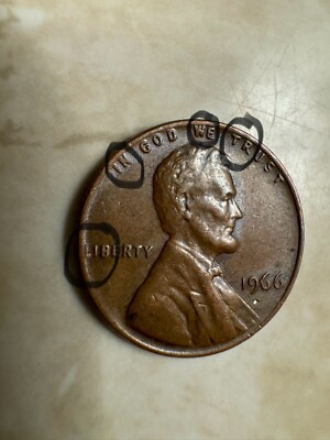1966 Penny No Mint Mark - Lincoln Memorial Cent - Multiple Letters On ...