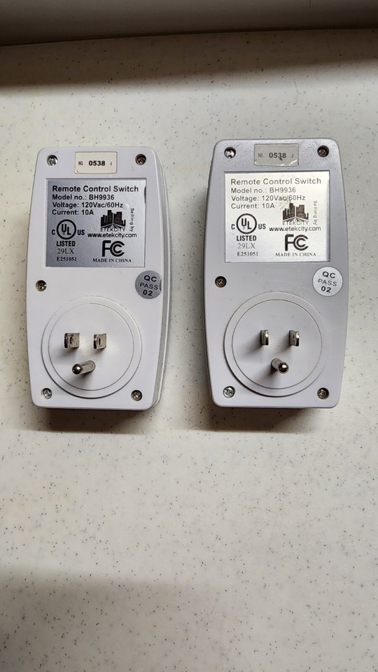 (2) Etekcity BH9936 Remote Control Outlet Plug Switch #1408 No Remote ...
