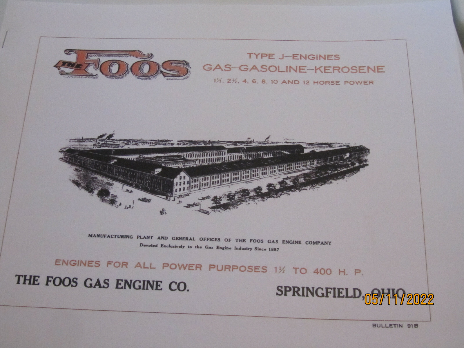 Foos Gas Engine Co Type J Engine Information Catalog, 1 1/2-400HP ...