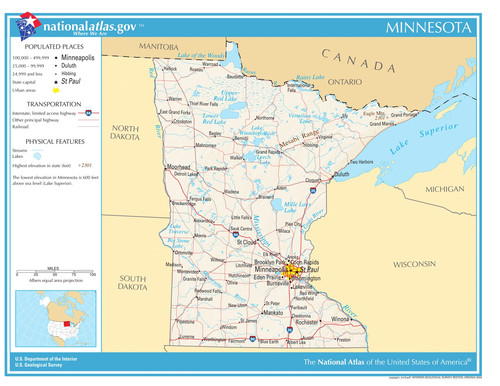 Minnesota State Reference Laminated Wall Map | eBay