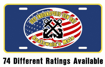 USS INDIANAPOLIS SSN 697 Rating License Plate Flag Navy USN Military ...