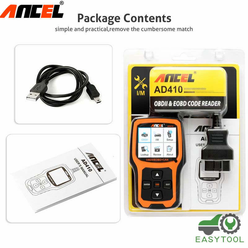 Car ANCEL AD410 Diagnostic Scanner OBD2 Scan Tool Code Reader Check ...