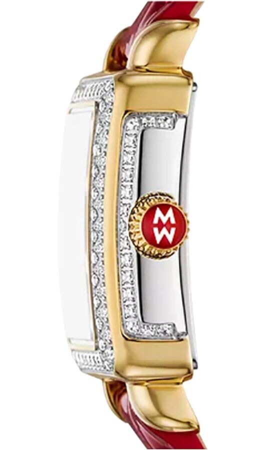 Michele Deco Madison Mini Red Mother of Pearl Dial Diamond Ladies Dress ...