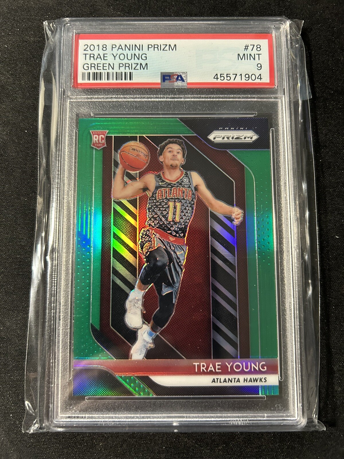 2018-19 Panini Green Prizm #78 Trae Young Hawks RC Rookie PSA 9 MINT | eBay
