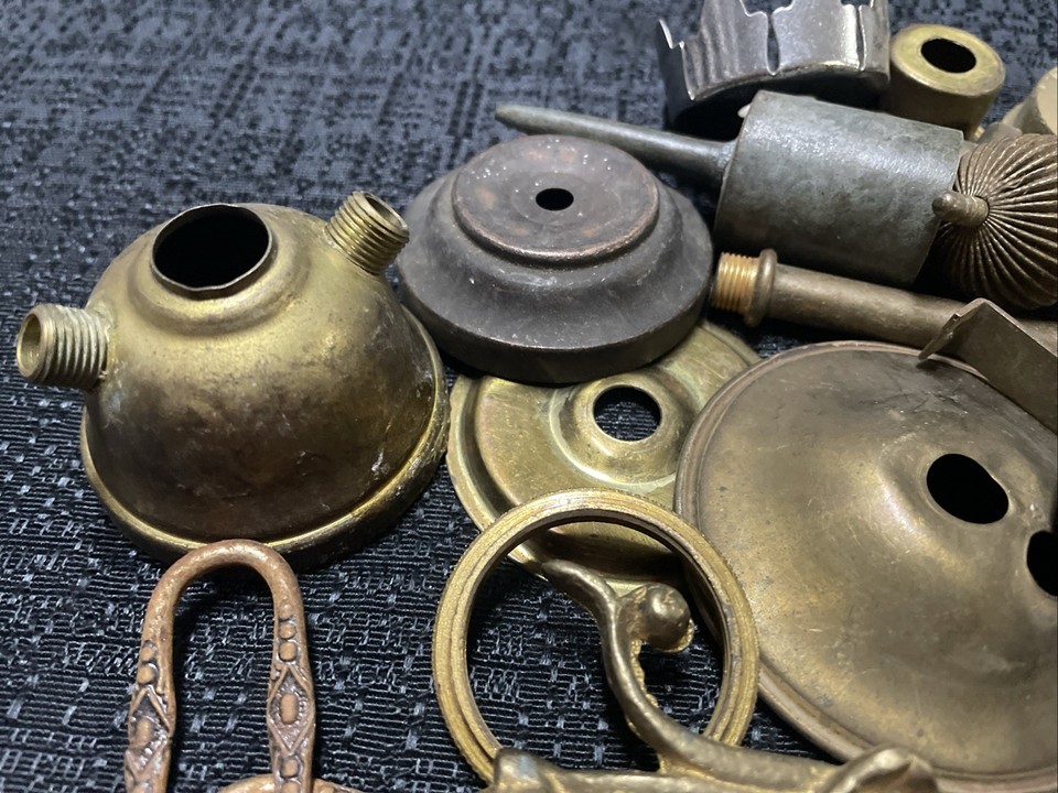 Lot Vintage Antique Assorted Lamp Chandelier Light Hardware Parts ...