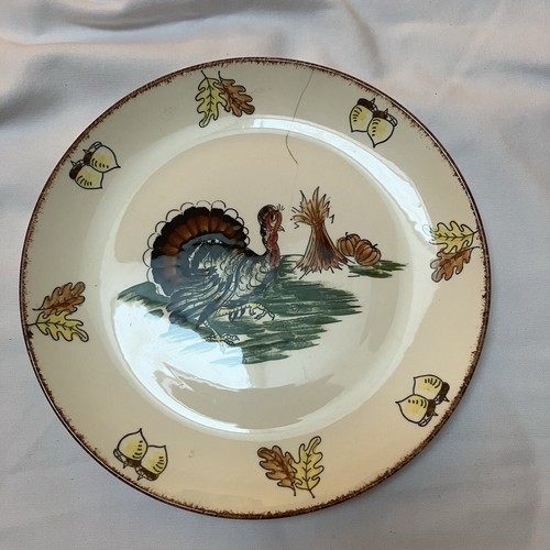 Blue Ridge Pottery 10.25” Dinner Plate Turkey Acorns Leaves Hand ...