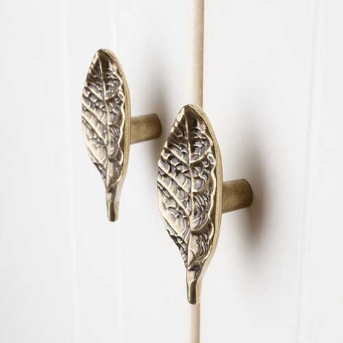 Antique Cabinet Leaf Knobs Door Drawer Kitchen Cupboard Wardrobe Pull ...