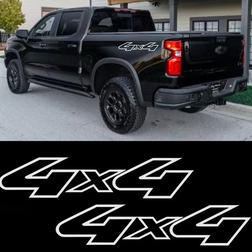 Pair Silver Gray 4X4 Super Duty Truck Side Vinyl Stickers For Chevy ...