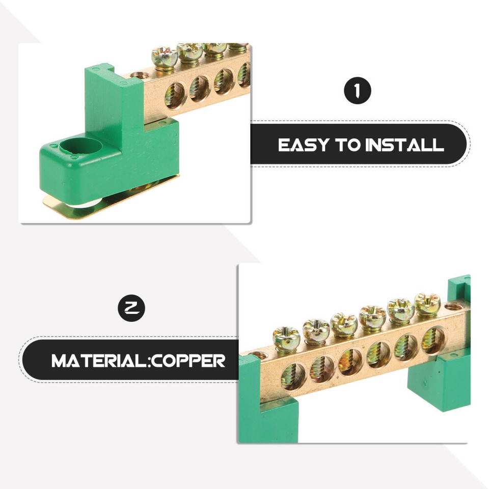 2pcs Ground Bus Bars Electrical Grounding Bars 6 terminals Ground Bar ...