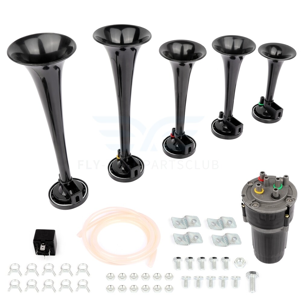 130dB Dixie Musical 5 Black Trumpets Air Horn Dukes of Hazzard General ...
