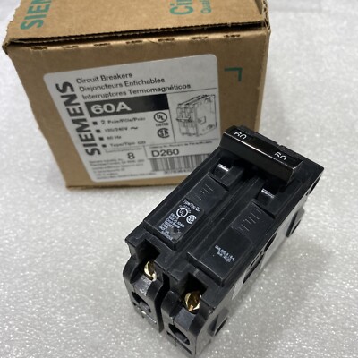 D260 SIEMENS 2 POLE 60 AMP 240V CIRCUIT BREAKER NEW | eBay