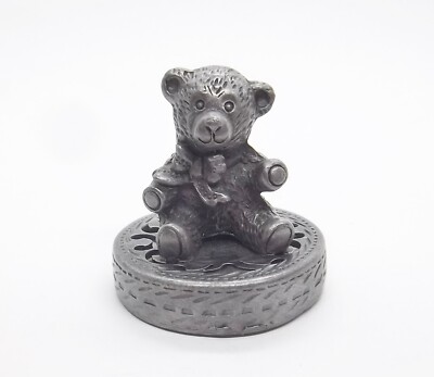 1990's New Old Stock Musical Pewter Bear ... Plays It's a Small World ...