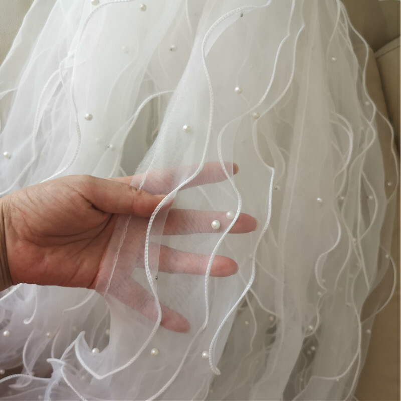 Beads Organza Ruffle Trim Sewing Fabric 3 Layer Frill Mesh Falbala ...