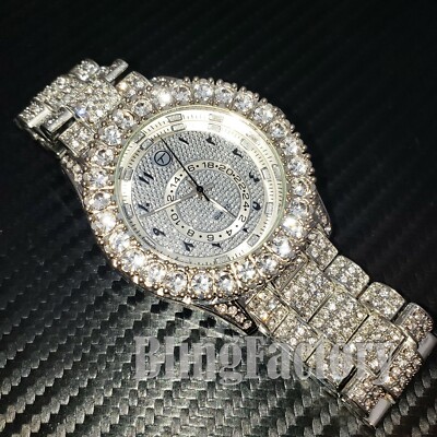 Men's Hip Hop Iced White Gold PT Rapper Bling BIG Lab Diamond Urban ...