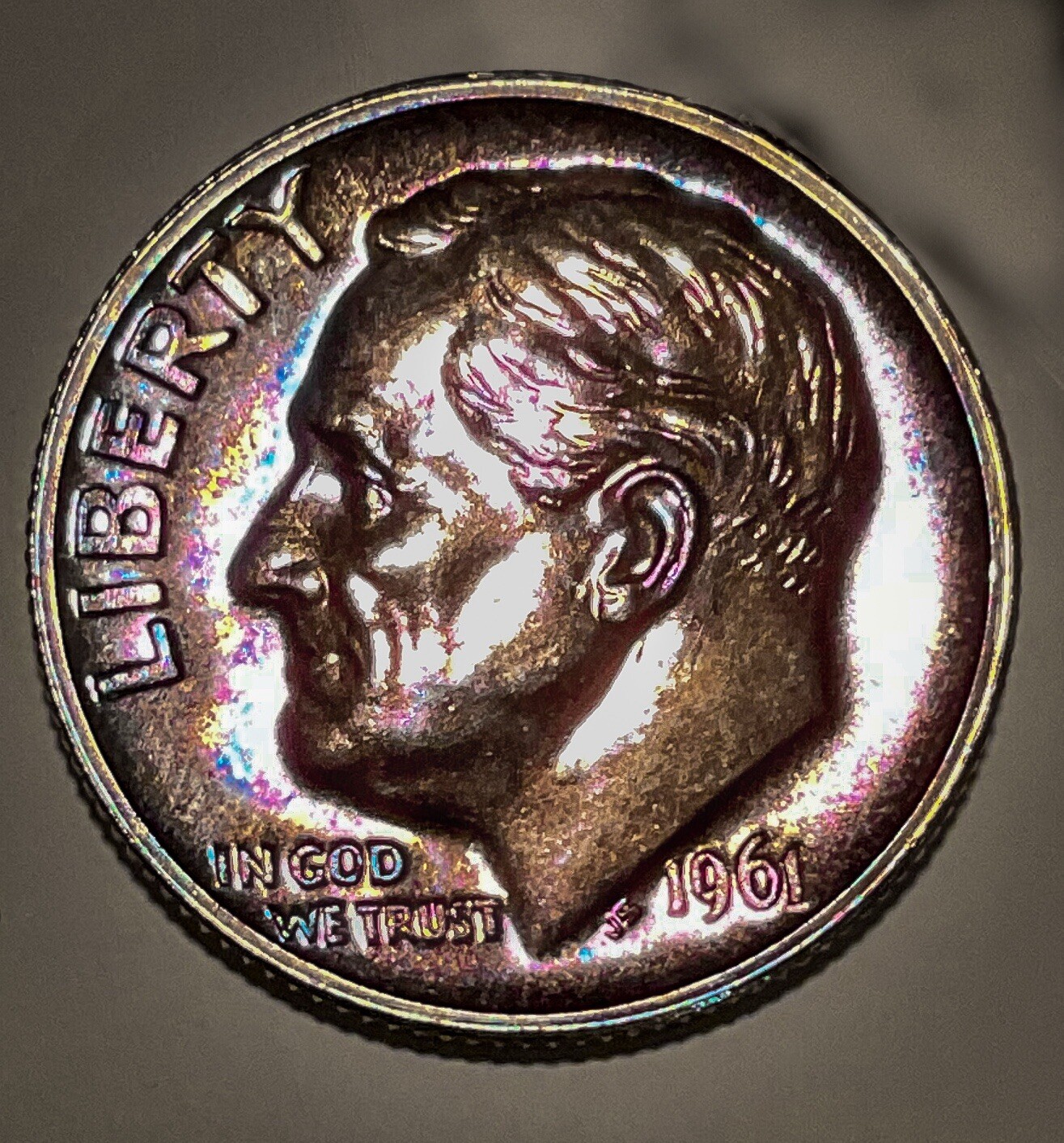 FLAWLESS TONE: 1961 “P” Roosevelt Dime Proof “Monster Natural Tones” | eBay