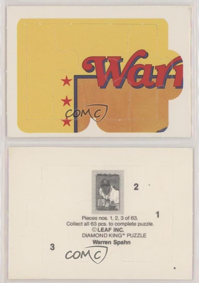 1989 Donruss Warren Spahn Puzzle Pieces Warren Spahn #1-3 HOF 0g6b ...