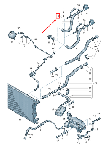 AUDI Q3 8U Coolant Hose With Quick Release Coupling 5N0122157AG NEW ...