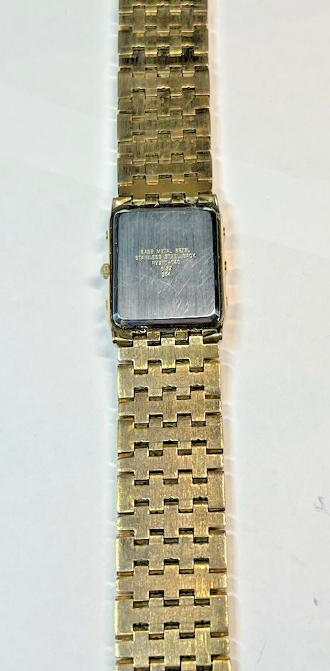 Elgin Diamond Quartz Gold Tone 32mm Rectangular integrated band new ...