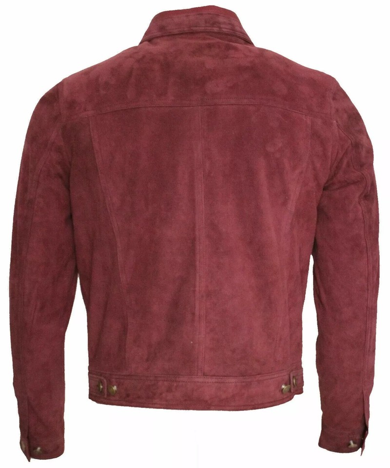 New Men Suede Tracker Leather Jacket Leather Stap on Collar | eBay