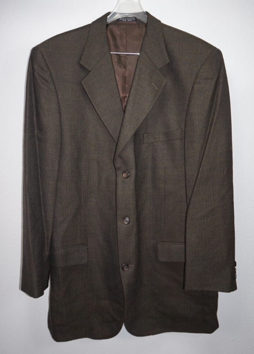 Marco Carelli Herringbone Wool Brown Black Suit Sports Coat Blazer ...