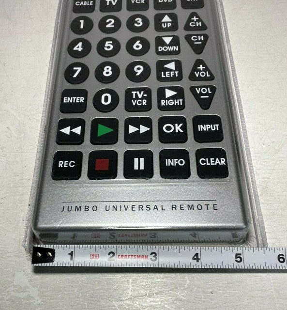 Jumbo Universal Remote Controls TV DVD Audio VCR up to 6 Devices ...