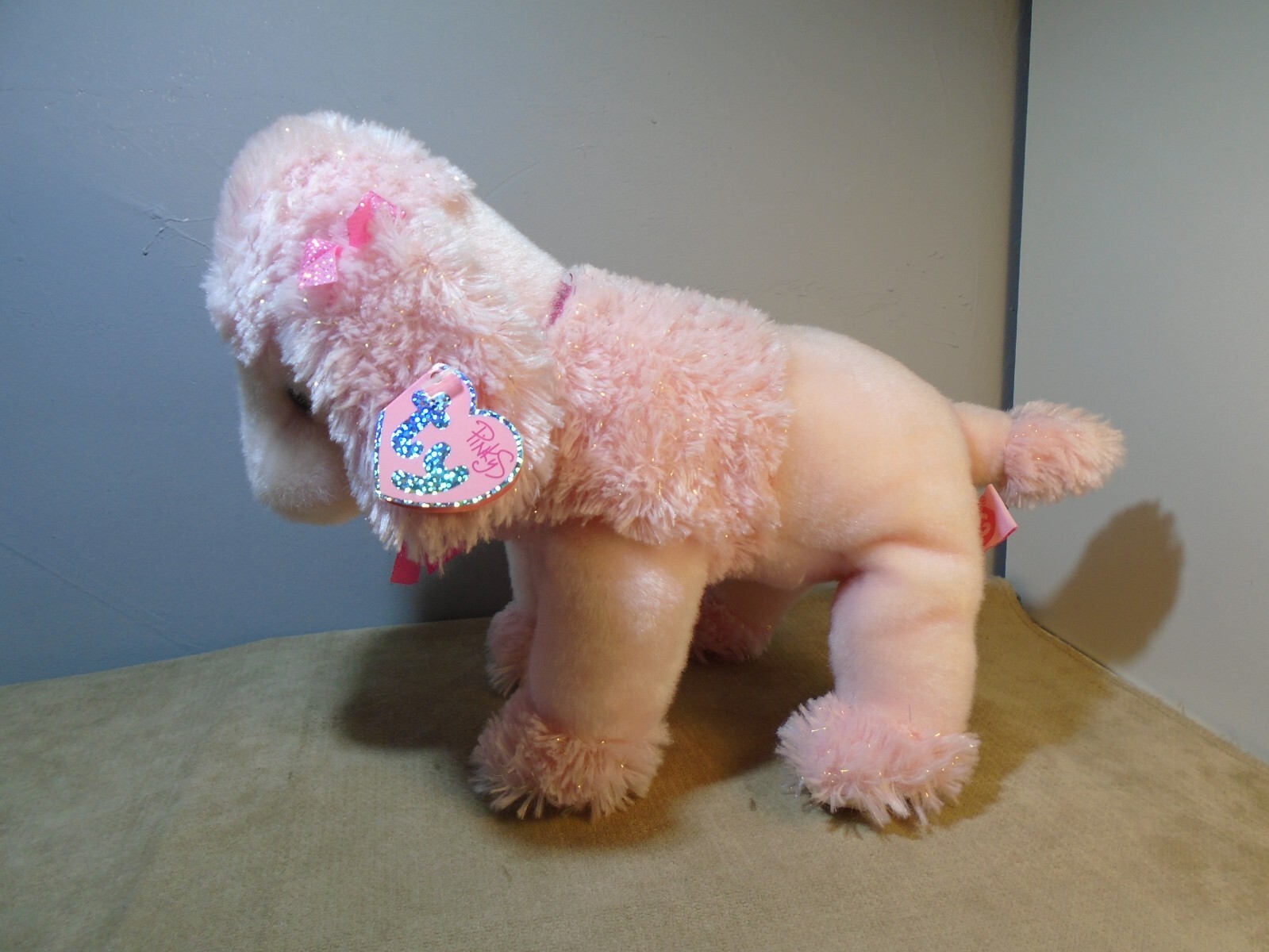 TY BEANIE PINKYS LARGE SPARKLE PINKY POO POODLE PUPPY DOG 9.5” PLUSH ...