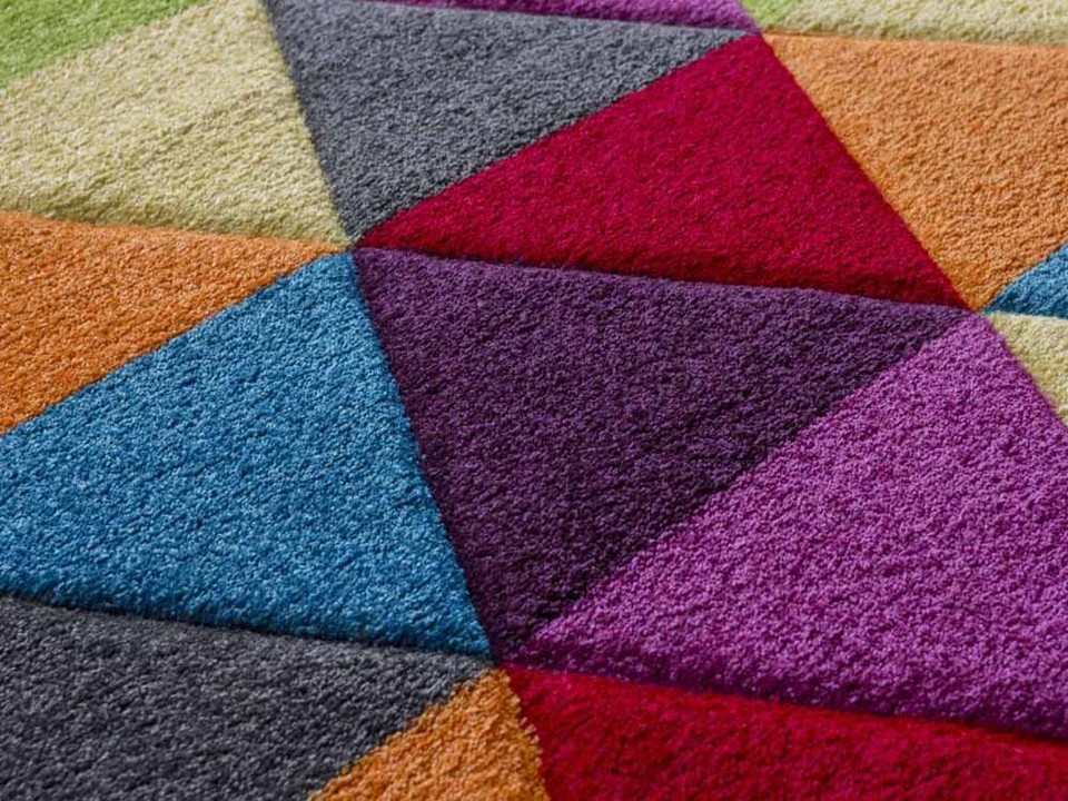 Funky Bright Rainbow Rugs Modern Multi Coloured Thick Runner Large Rug ...