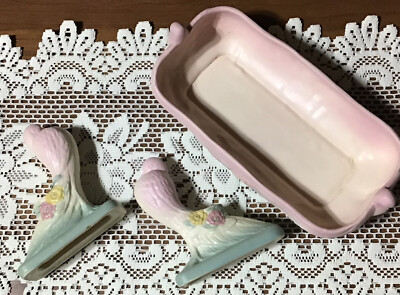 Hull Open Rose (Camellia) Console Bowl and Candle Holders | eBay