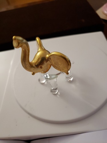 Elephant Circus Figurine Gold Guild Glass and Crystal 3" | eBay